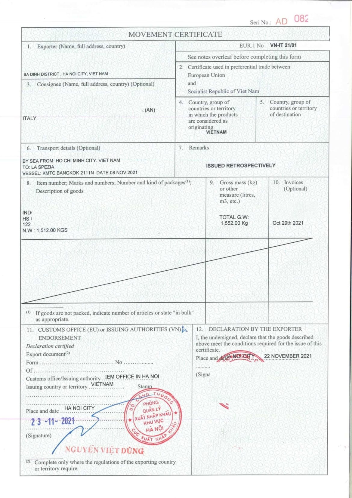 Hướng dẫn xin CO form EUR.1 (EVFTA) xuất khẩu đi Châu Âu EU